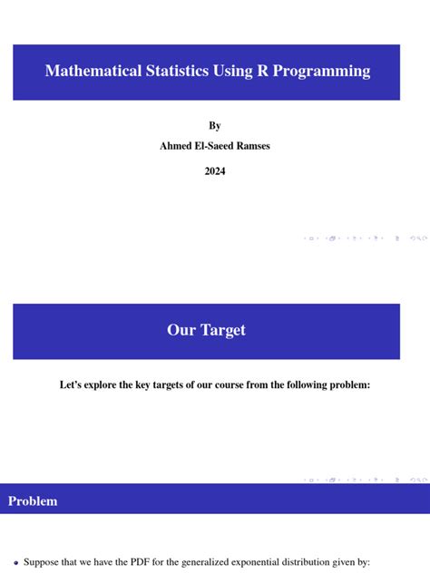 Introduction To The Course Mathematical Statistics Using R Programming Pdf Estimation Theory