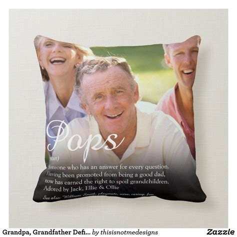 Grandpa Grandfather Definition Script Photo Throw Pillow Zazzle