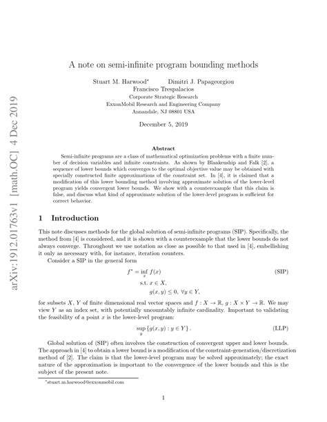 PDF A Note On Semi Infinite Program Bounding Methods