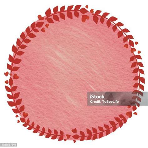 추상적인 빨간 고사리 담쟁이덩굴 와 하트 화환 수채화 삽화 와 장식 에 발렌타인 데이 및 결혼식 사건 로고에 대한 스톡 벡터 아트 및 기타 이미지 Istock