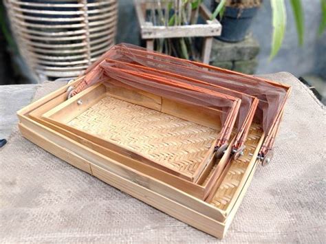 Tudung Saji Bambu Kotak Set Isi 3 Anyaman Bambu Tudung Saji