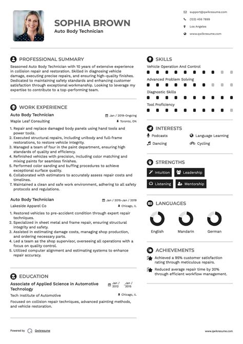 10 Auto Body Technician Resume Samples And Templates For 2026