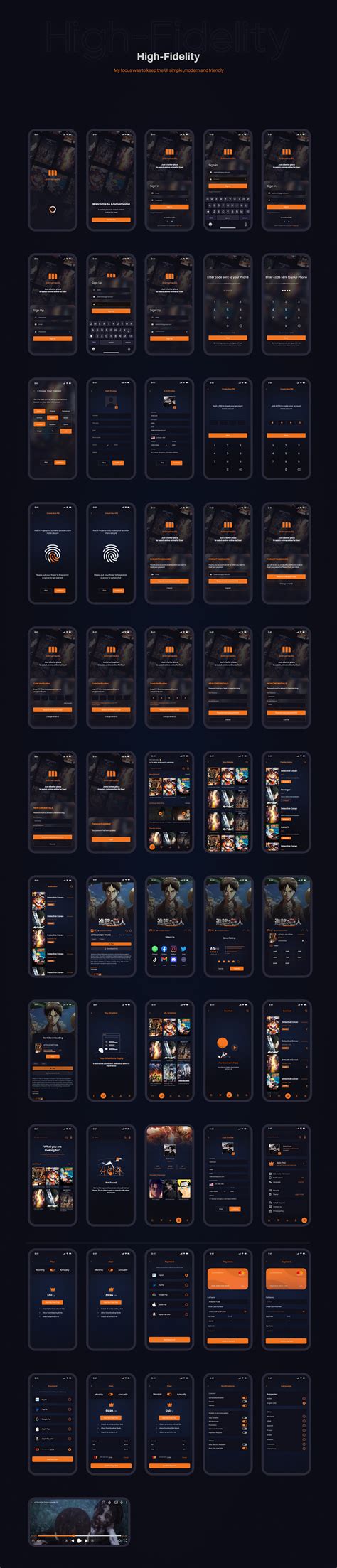 Animemedia Ux Ui Design Streaming App Behance