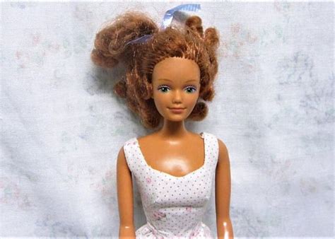 1980s Barbie Midge Doll In Garden Party Dress Red Curly Hair Garden