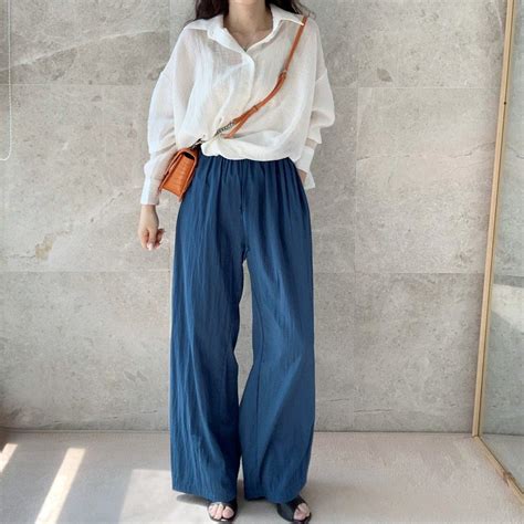 여자 냉장고바지 여름바지 통바지 데일리 하이웨스트 찰랑 와이드 쿨 바스락 팬츠