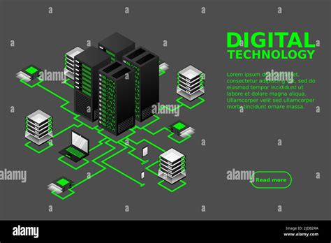 Concept Of Data Network Management Vector Isometric Map With Business