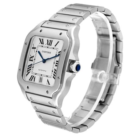 Cartier Santos Silver Dial Large Steel Mens Watch Wssa0018 Box Card For
