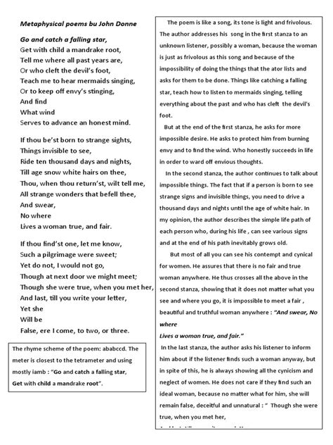 Metaphysical Poems Bu John Donne Pdf Poetry Angel