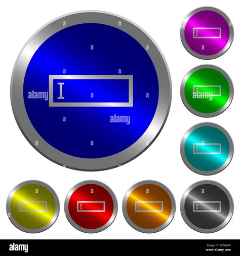 Editbox With Editing Cursor Icons On Round Luminous Coin Like Color Steel Buttons Stock Vector