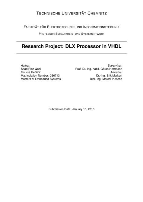Pdf Design Of Synthesizable Dlx Processor In Vhdl
