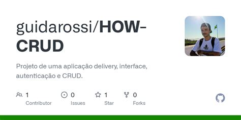 GitHub guidarossi HOW CRUD Projeto de uma aplicação delivery interface autenticação e CRUD