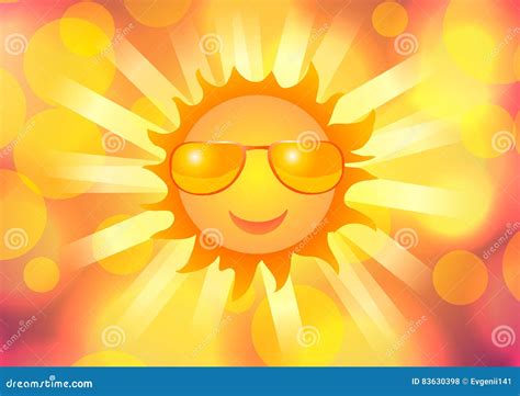 Солнце в солнечных очках и улыбке на предпосылке абстракции Иллюстрация штока иллюстрации