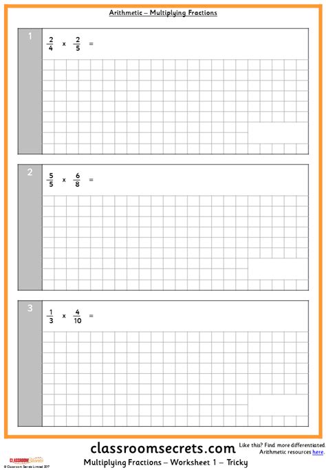 Multiplying Fractions Ks2 Arithmetic Test Practice Classroom Secrets Classroom Secrets
