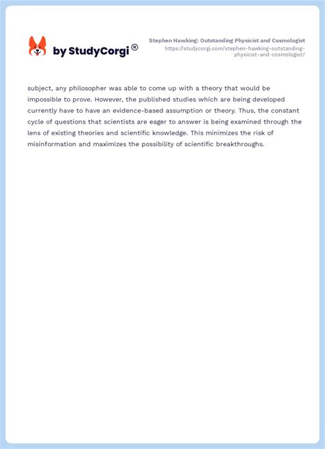 Stephen Hawking Outstanding Physicist And Cosmologist Free Essay Example