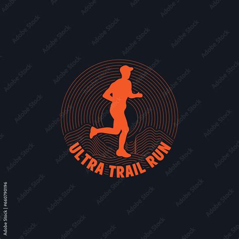 Ultra Trail Running Logo Vector Illustration On White Background Stock