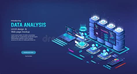 Data Analysis And Classification Files In Isometric Data Center Stock