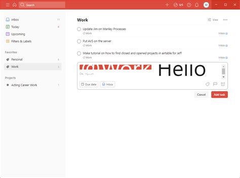 giant font when a new task is created r todoist
