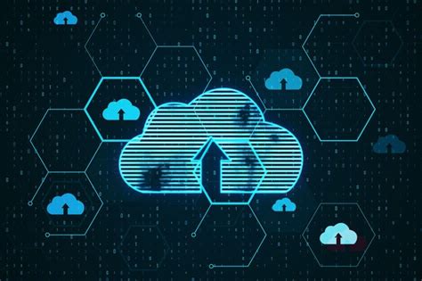 Premium Photo Creative Glowing Hexagonal Cloud Hologram With Binary