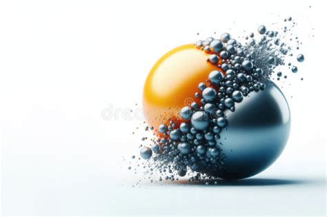 Collision Of Two Spheres With Flying Particles Space For Text Stock Illustration