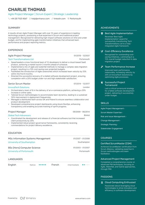 Agile Project Manager CV Examples Guide For 2025