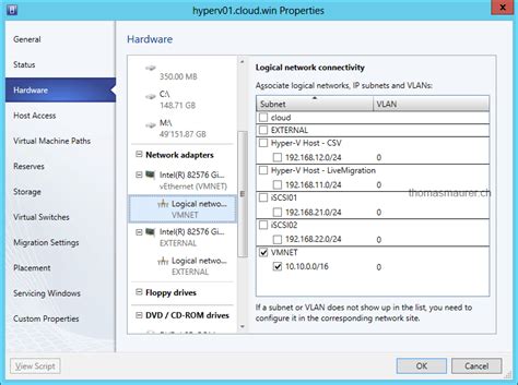 scvmm 2012 add logical network to all hyper v hosts in hostgroup via