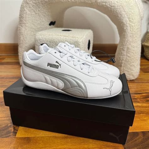 Buy Puma Speedcat Leather First Copy White Silver Shoes With Cod
