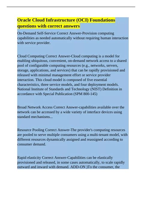 Oracle Cloud Infrastructure Oci Foundations Questions With Correct