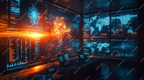 Strategic Cybersecurity Operation Monitoring Global Threats On Multiple