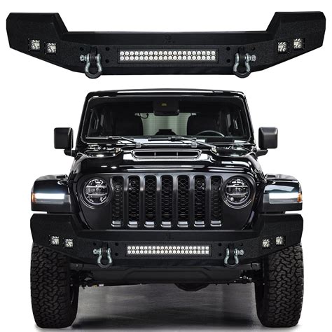 Vijay Steel Black Front Bumper With Led Spotlight For 2007 2017 Jeep