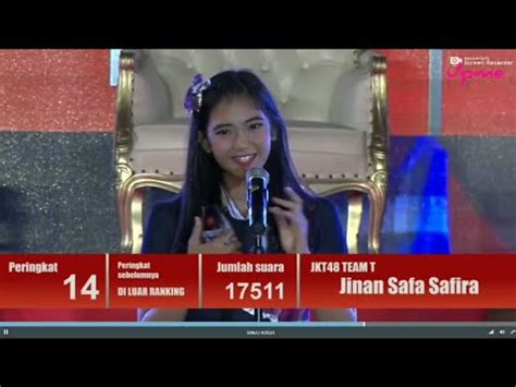 SSK JKT48 2018,Peringkat #14 Jinan Safa Safira - YouTube