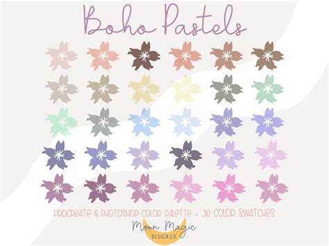 Boho Pastels Procreate And Photoshop Color Palette Color Swatches Ipad Lettering Illustration