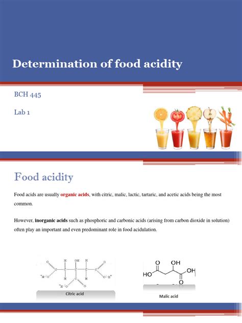 Determination Of Food Acidity Pdf Acid Titration