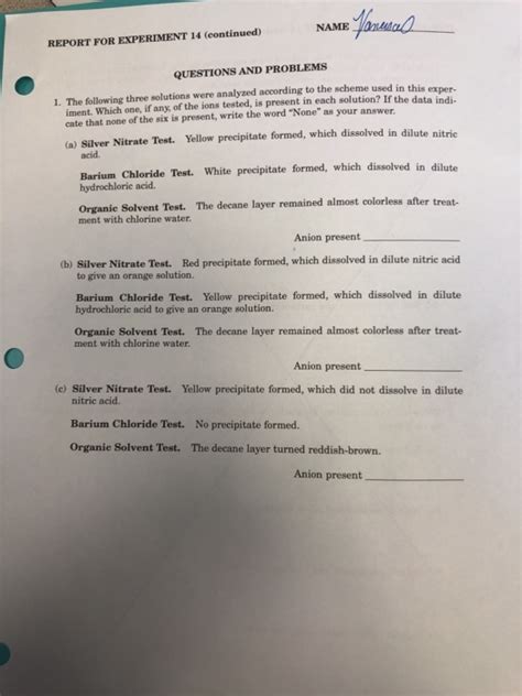 solved name report for experiment 14 continued questions