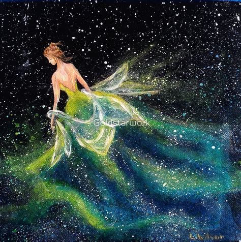 Galaxy Girl Creating A Green Nebula With Her Dress By Goldstarwork