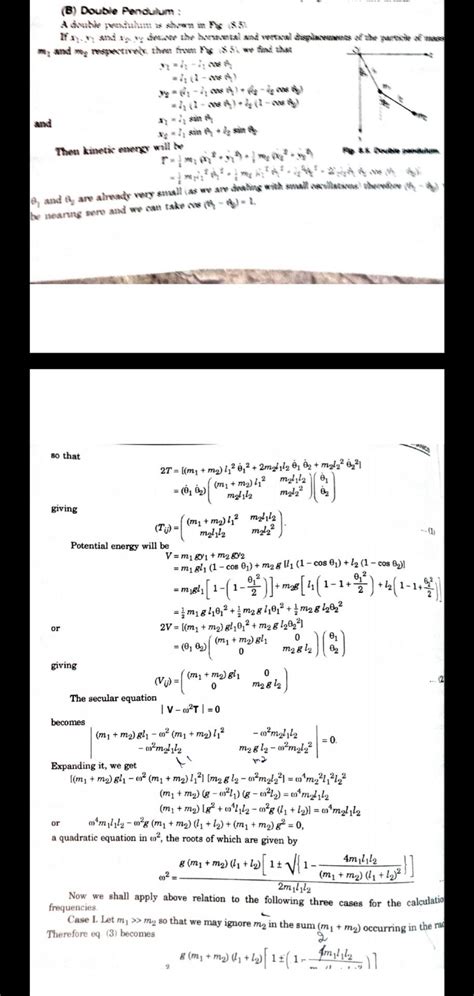 solved double pendulum need full derivation and clear