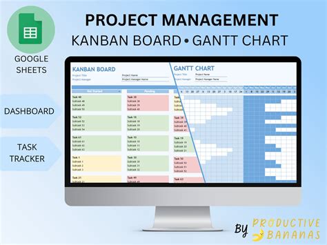 Project Management Kanban Board And Gantt Chart Business Etsy