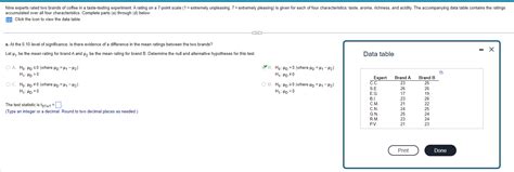 Solved The Test Statistic Type An Integer Or A Decimal Chegg Com