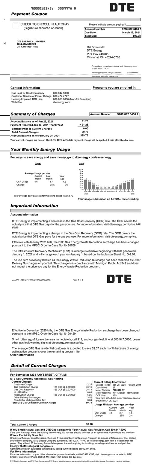 Understanding Your Statement Dte Energy