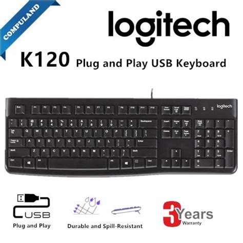 Logitech K120 USB Plug And Play Keyboard Durable And Spill Resistant Design Shopee Malaysia