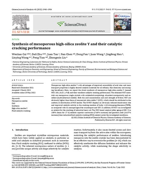 Synthesis Of Mesoporous High Silica Zeolite Y And Their Catalytic