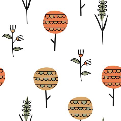 Seamless Pattern Of Cute Leaves And Plant Digital Download 12246069 Vector Art At Vecteezy