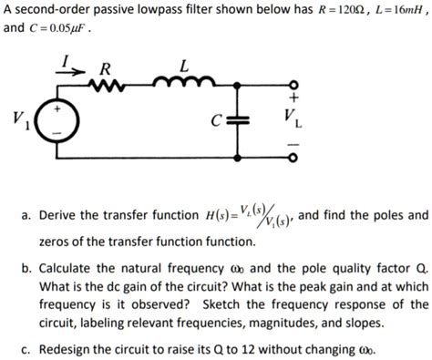 solved a second order passive low pass filter shown below has r 120 l 16 mh and c 0 05