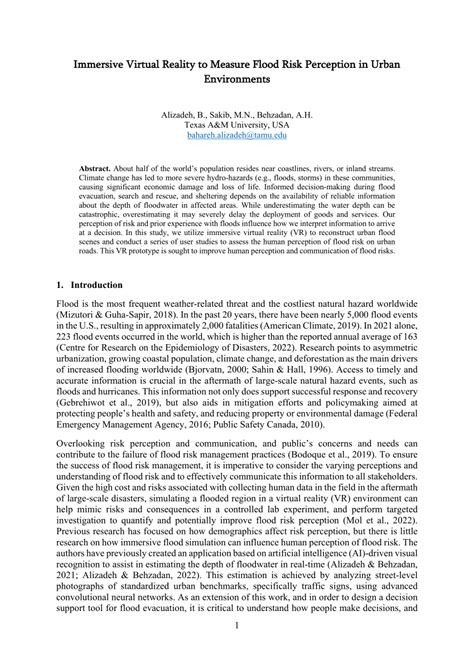 Pdf Immersive Virtual Reality To Measure Flood Risk Perception In Urban Environments