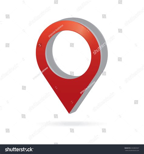 3d Metal Red Map Pointer Icon Stock Vector Royalty Free 492883507