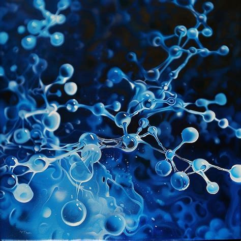 Blue Scientific Molecules Premium Ai Generated Image