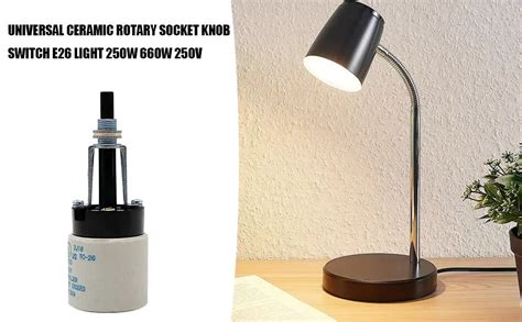 E26 Universal Ceramic Light Socket With Rotary Switch 250v 660w For Lamp Twist Knob Replacement