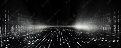 Silver Binary Code On Dark Creating An Atmosphere Of Data Technology