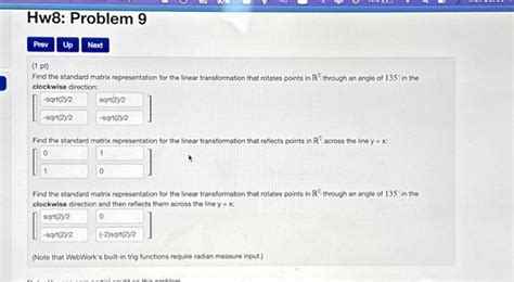 Solved 1pt Find The Standard Matrix Representation For The