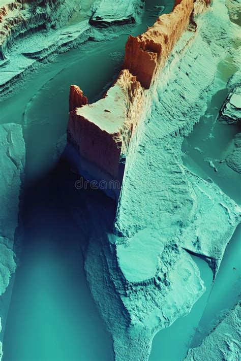 Satellite Scan Of A River Delta Rendered In 3d Using Lidar Gis Data Showing Elevation And