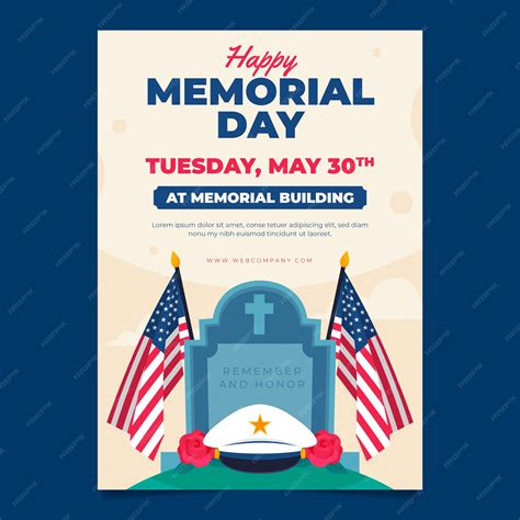 미국 현충일 축하 세로 포스터 템플릿 무료 벡터